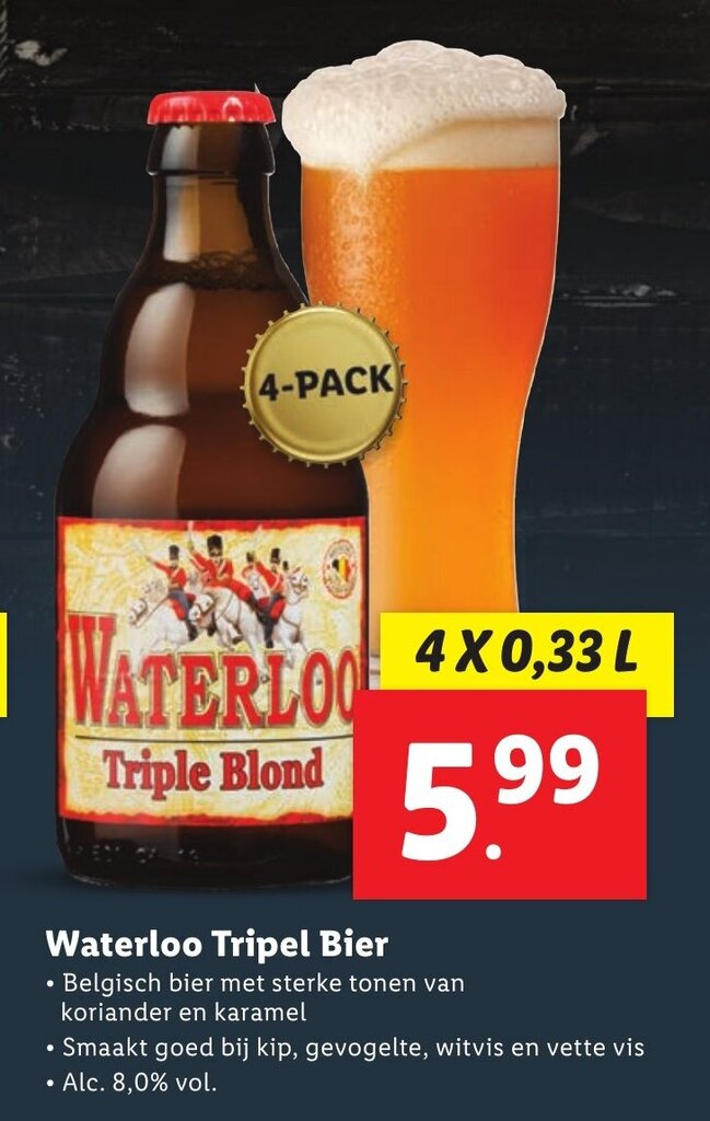 Waterloo tripel bier aanbieding bij Lidl