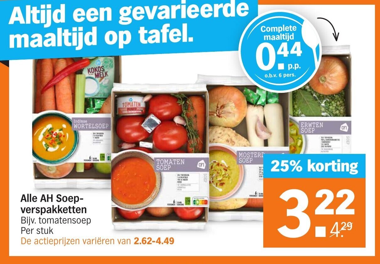 Alle AH soep- verspakketten aanbieding bij Albert Heijn