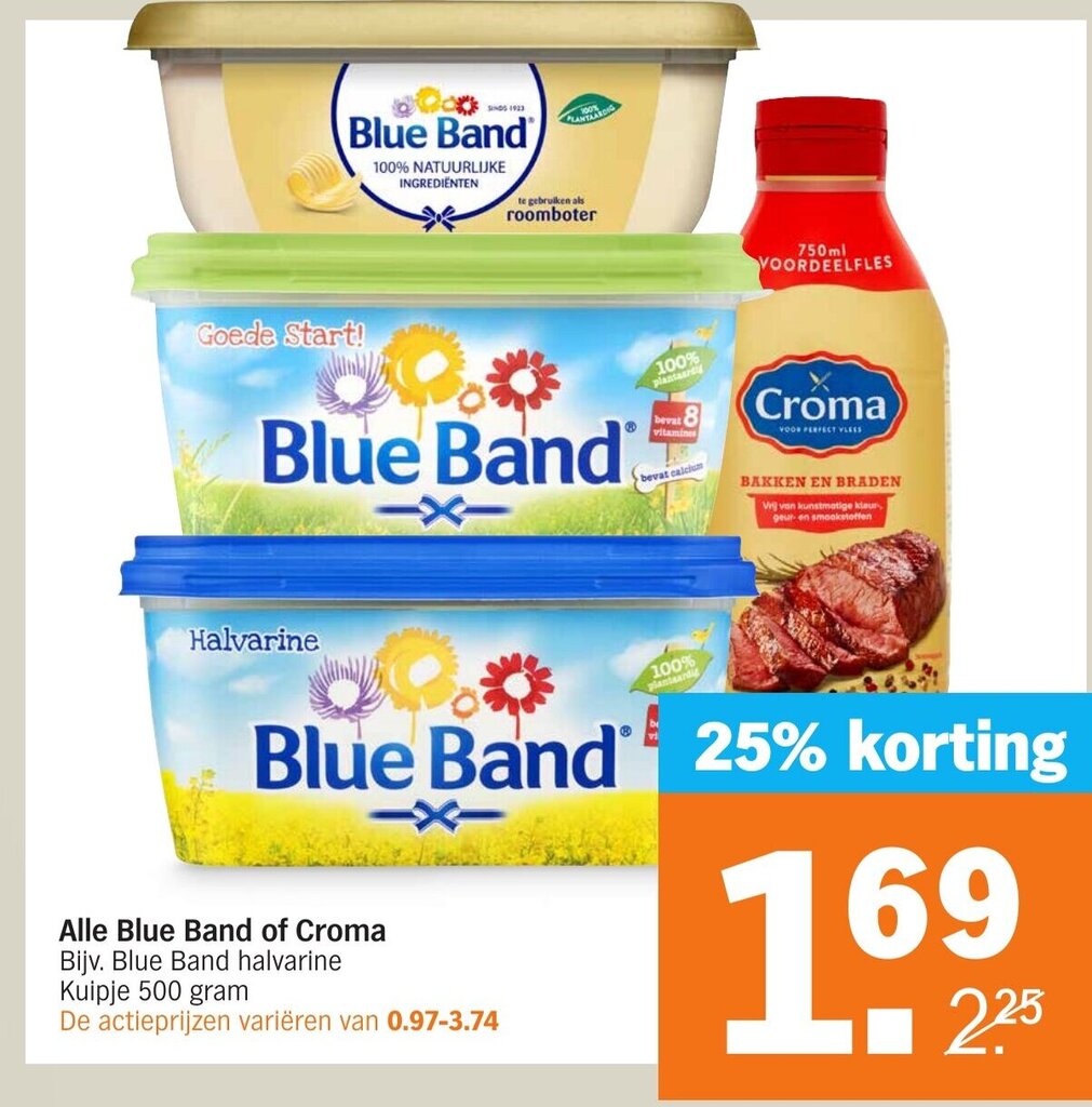 Alle blue band of croma 500g aanbieding bij Albert Heijn