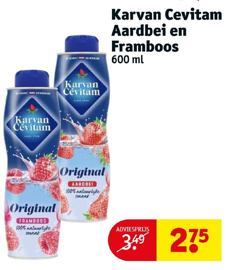 Karvan cevitam aardbei en framboos 600ml aanbieding bij Kruidvat