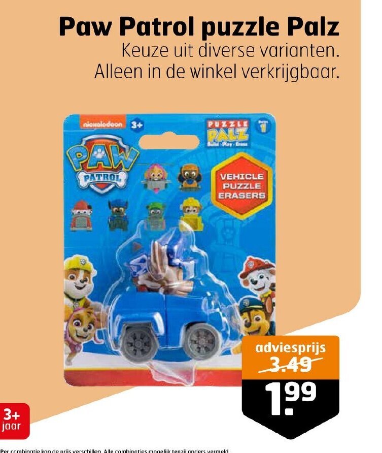 Paw Patrol puzzle Palz aanbieding bij Trekpleister