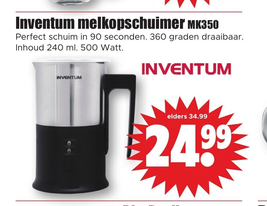 Inventum melkopschuimer MK350 aanbieding bij Dirk
