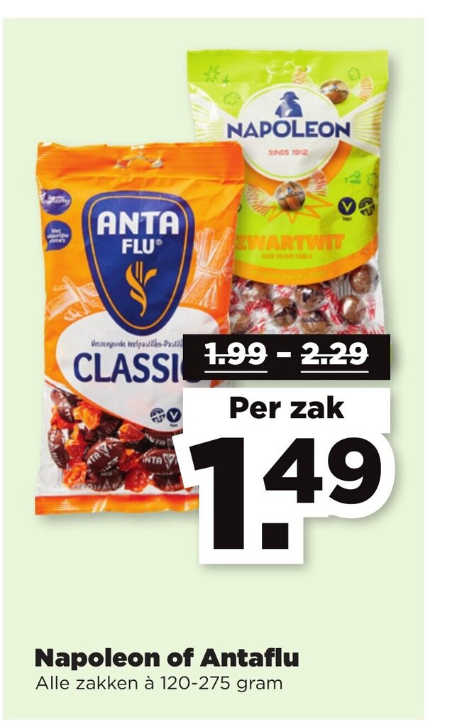 Napoleon of Antaflu 120-275 gram per zak aanbieding bij PLUS