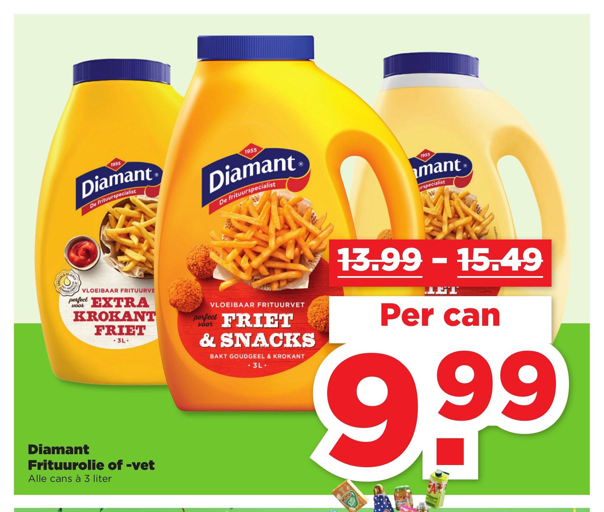 Diamant Frituurolie of -vet 3 liter per can aanbieding bij PLUS