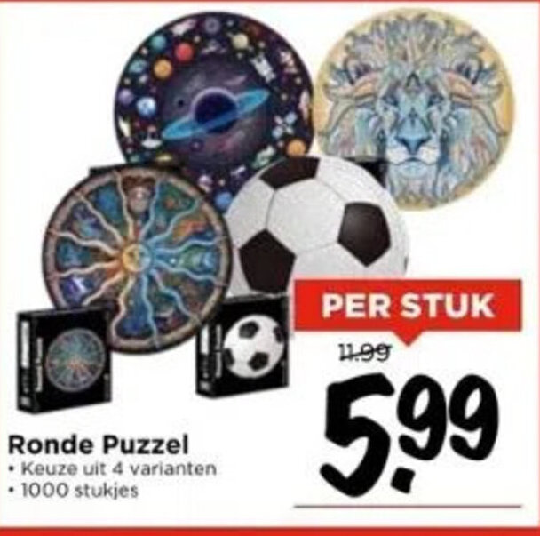 Ronde Puzzel 1000 stukjes aanbieding bij Vomar Voordeelmarkt
