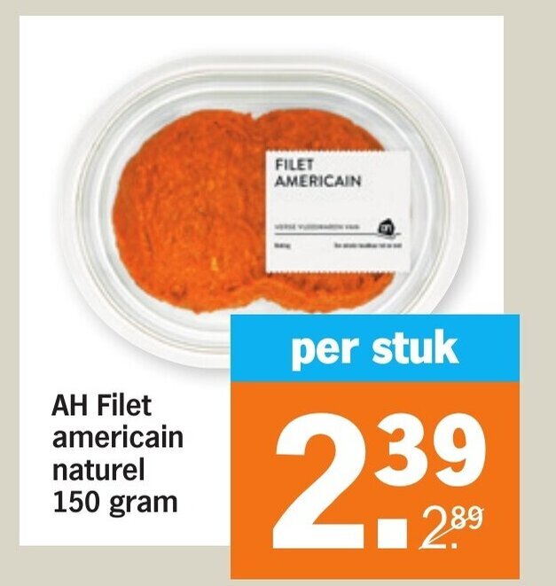 AH Filet americain naturel 150 gram aanbieding bij Albert Heijn