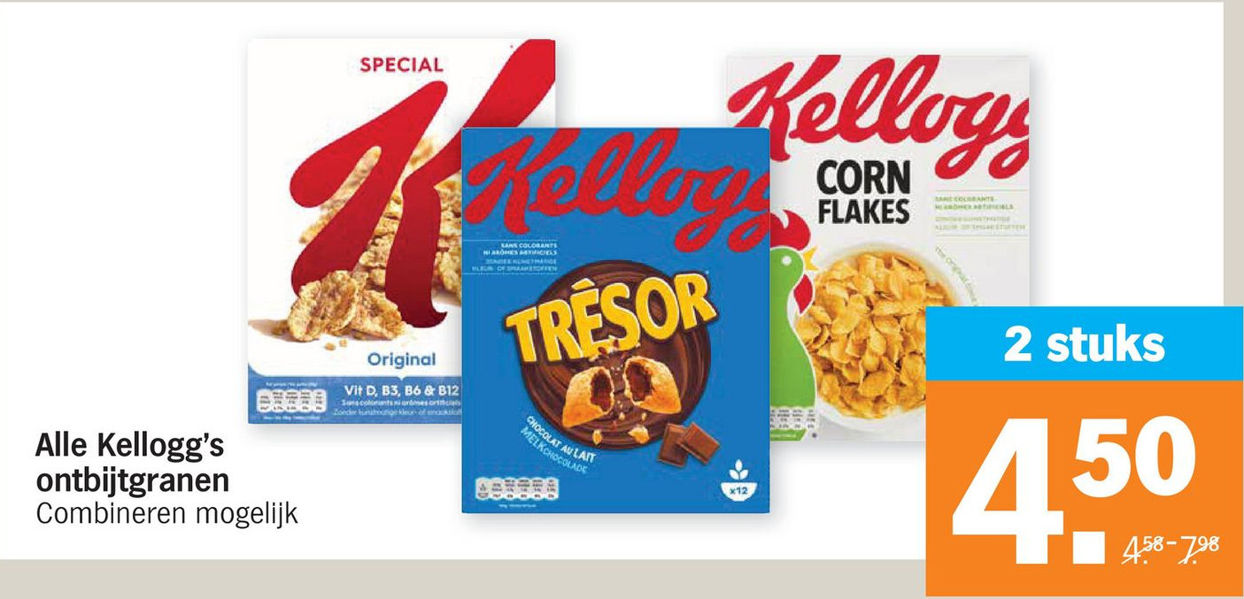 Alle Kellogg's ontbijtgranen aanbieding bij Albert Heijn