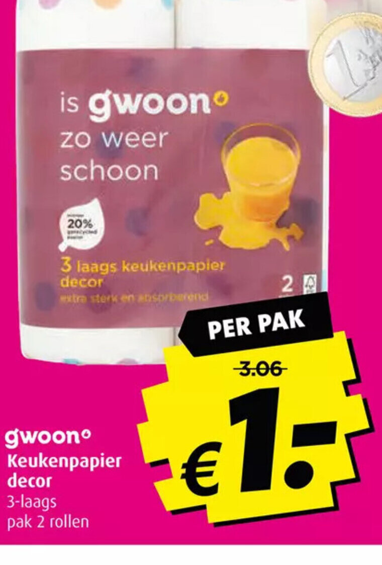 Gwoon keukenpapier decor aanbieding bij Boni