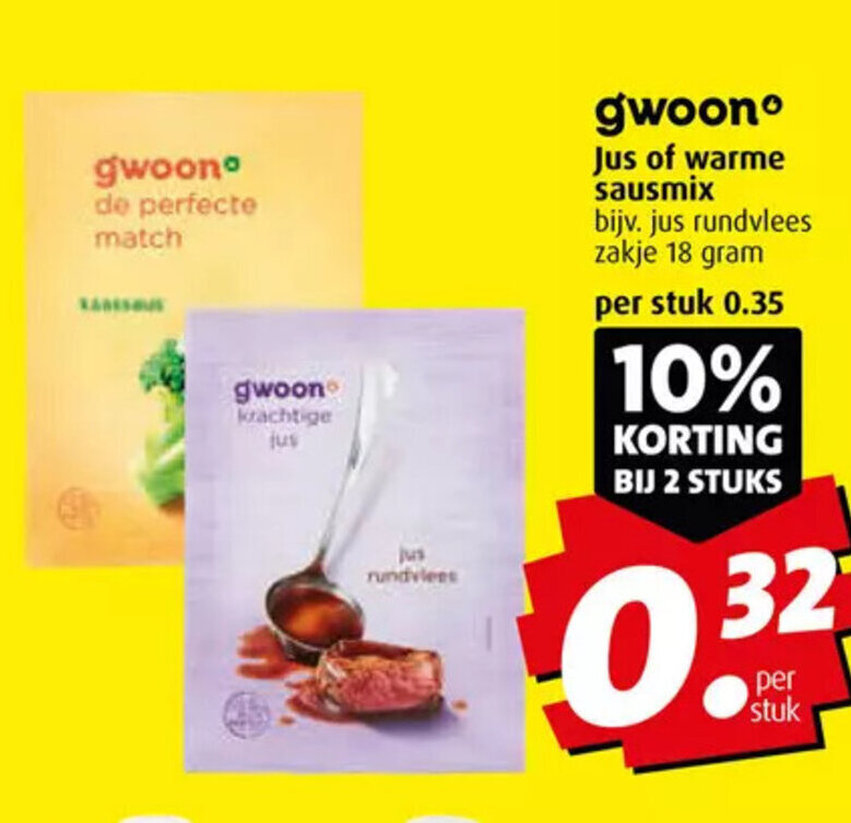 Gwoon jus of warme sausmix 180 gram aanbieding bij Boni