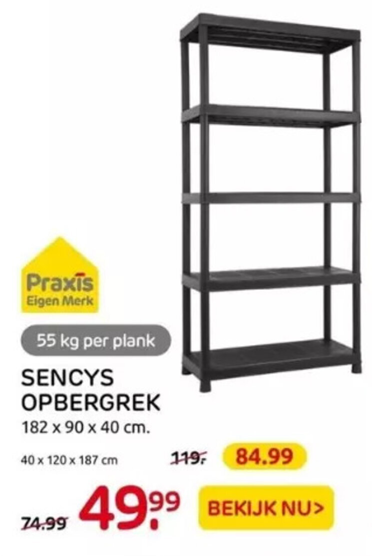 Sencys opbergrek 182 x 90 x 40cm aanbieding bij Praxis