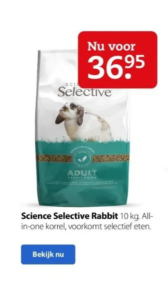 Science selective rabbit 10 kg. aanbieding bij Pets Place
