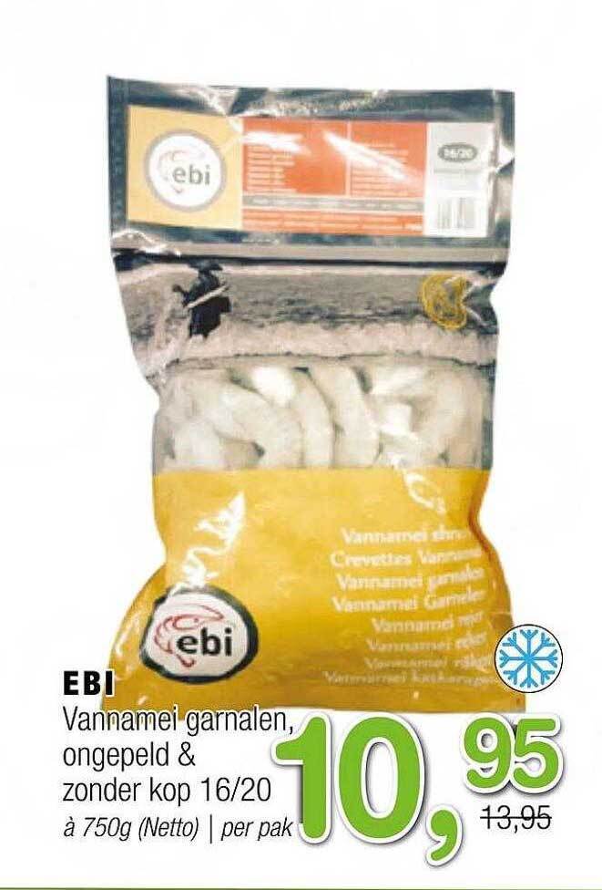 Ebi vannamei garnalen, ongepeld & zonder kop 16-20 aanbieding bij ...