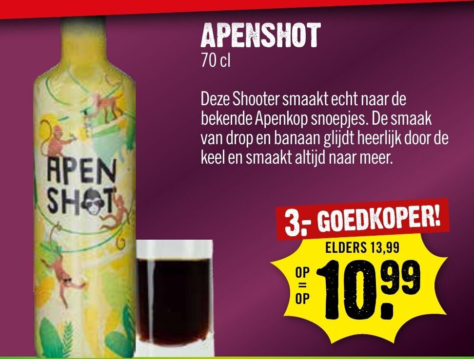 Apenshot 70 cl aanbieding bij Dirck 3