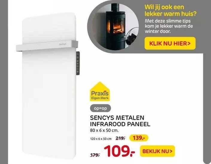Sencys metalen infrarood paneel aanbieding bij Praxis