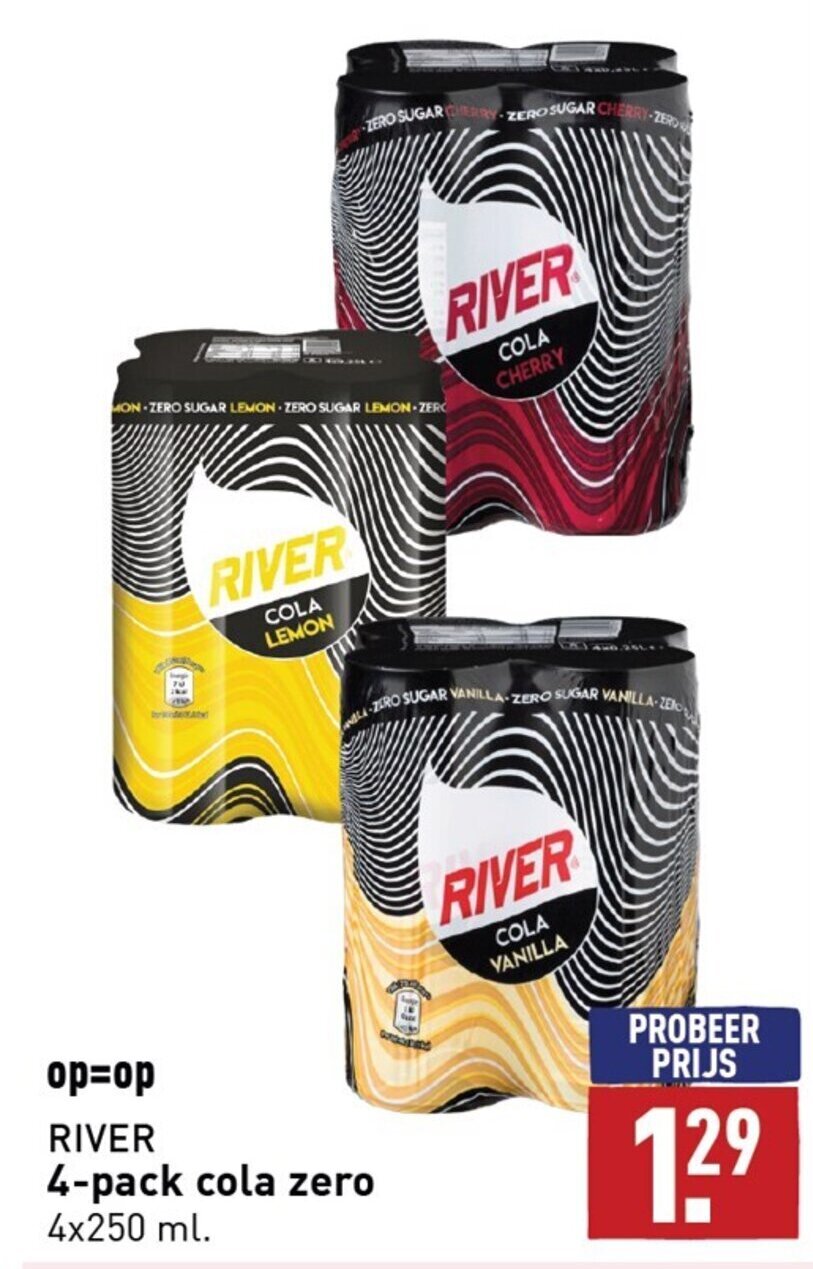 River 4-pack cola zero 4x250ml aanbieding bij ALDI