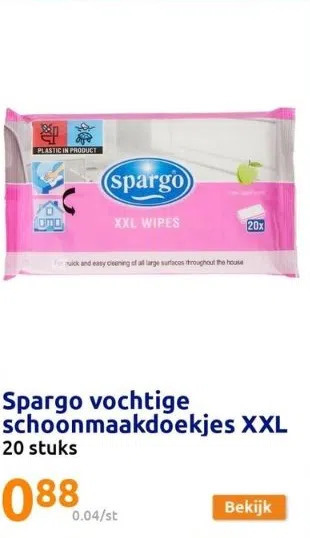 Spargo vochtige schoonmaakdoekjes xxl aanbieding bij Action