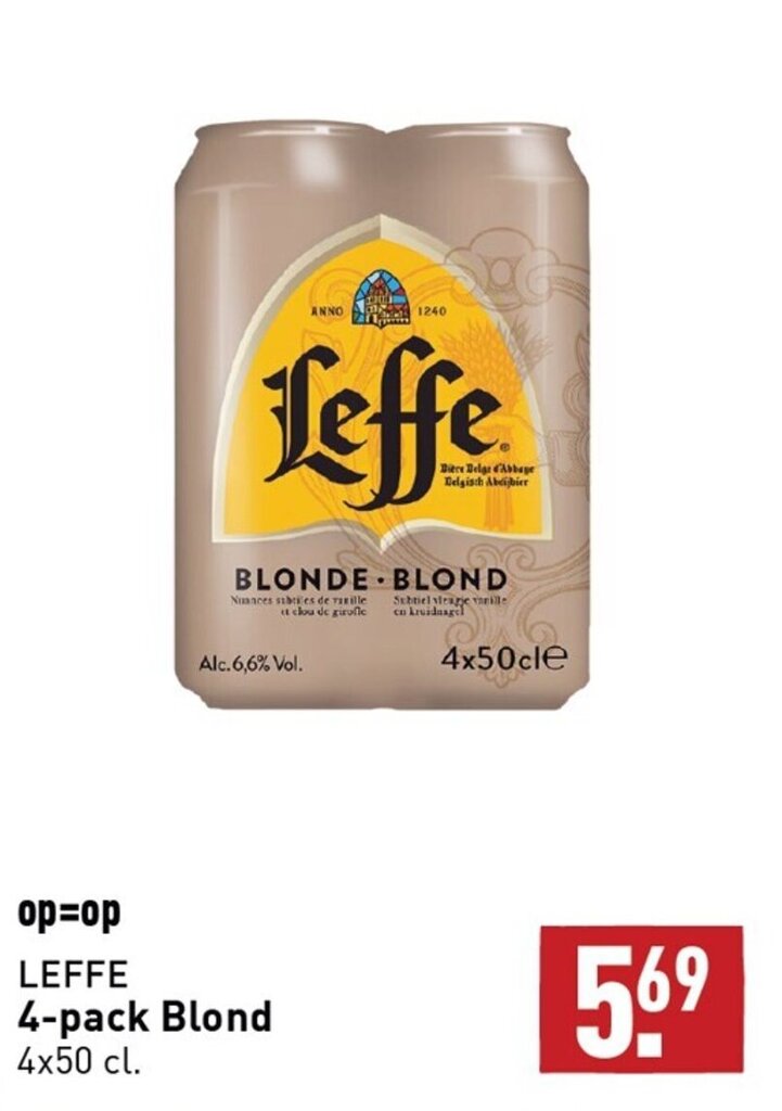 Leffe 4-pack blond 4x50cl aanbieding bij ALDI
