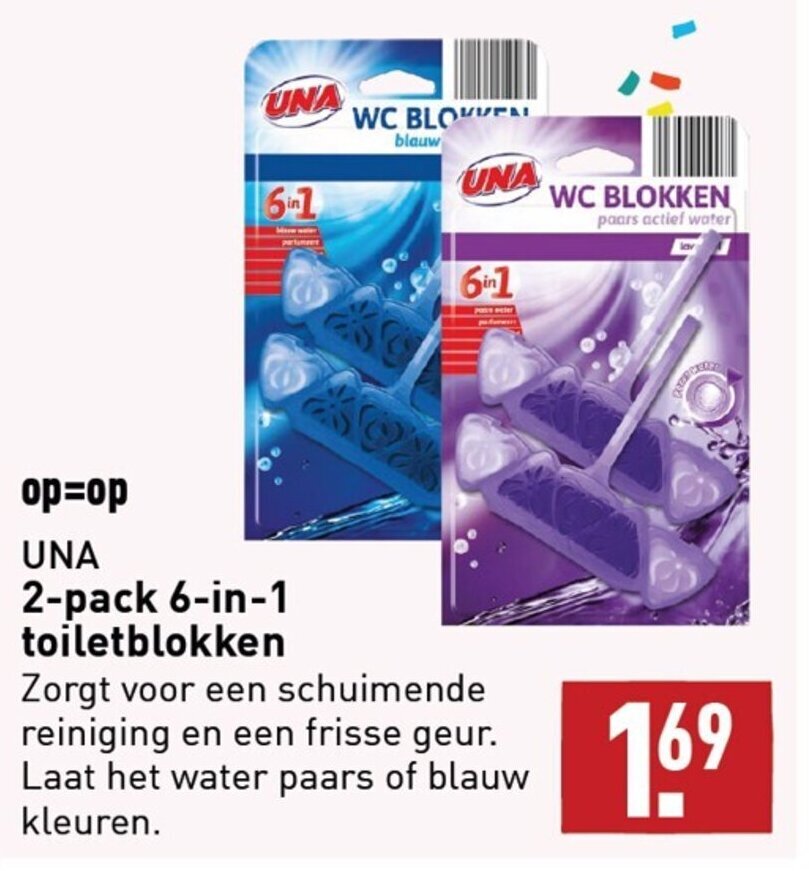 Una 2-pack 6-in-1 toiletblokken aanbieding bij ALDI