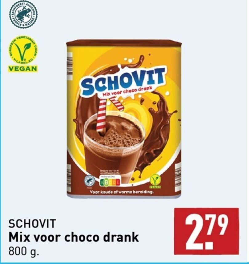 Schovit mix voor choco drank 800g aanbieding bij ALDI