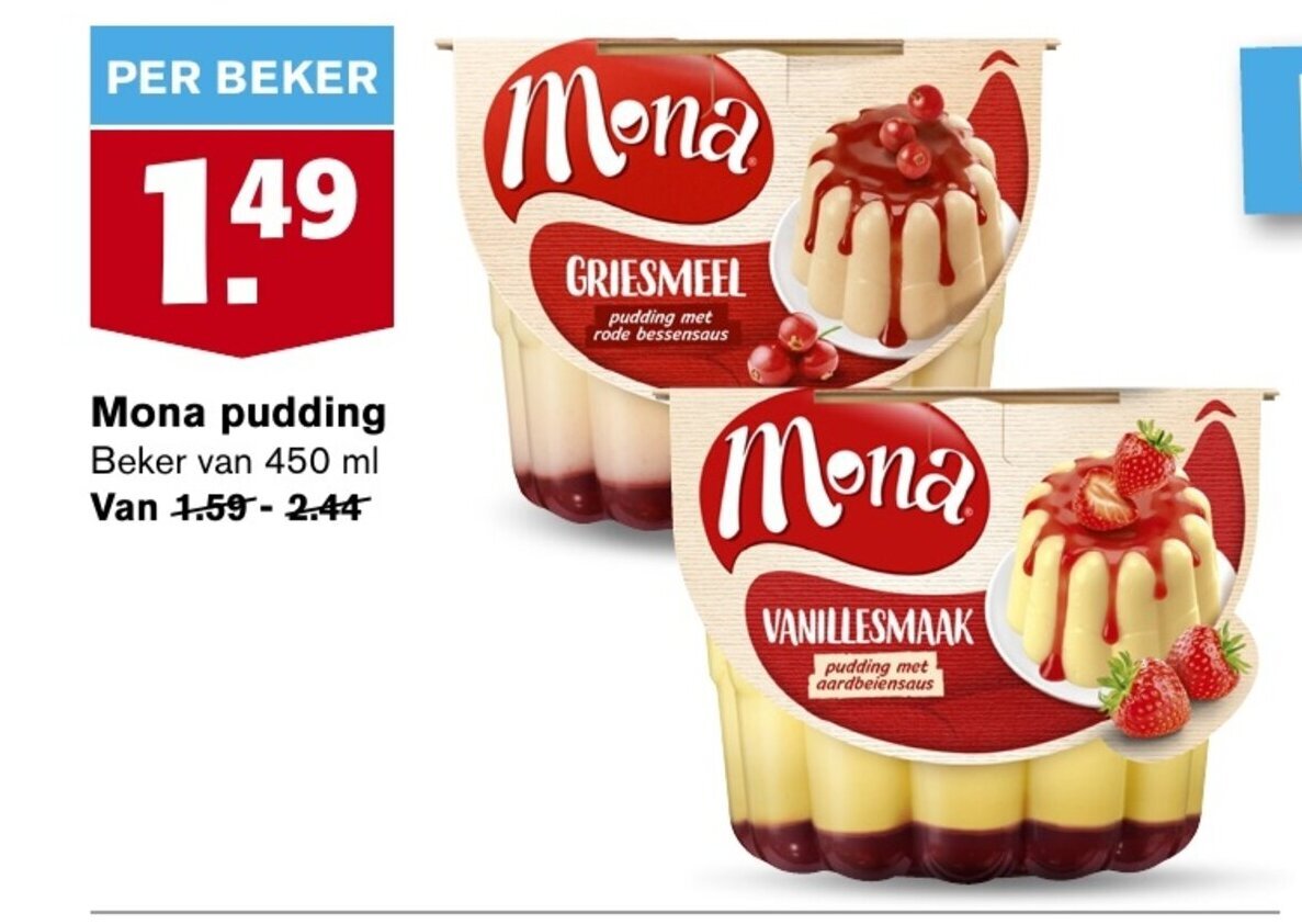 Mona pudding 450ml aanbieding bij Hoogvliet