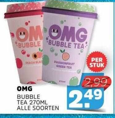 Omg bubble tea 270ml aanbieding bij Sahan Supermarkten