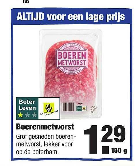 Boerenmetworst 150g aanbieding bij ALDI