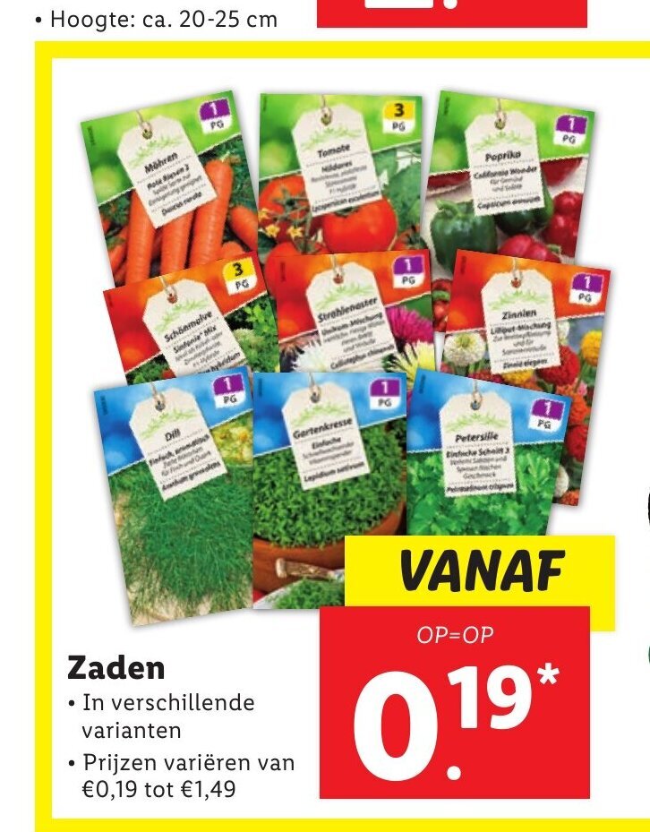 Zaden aanbieding bij Lidl