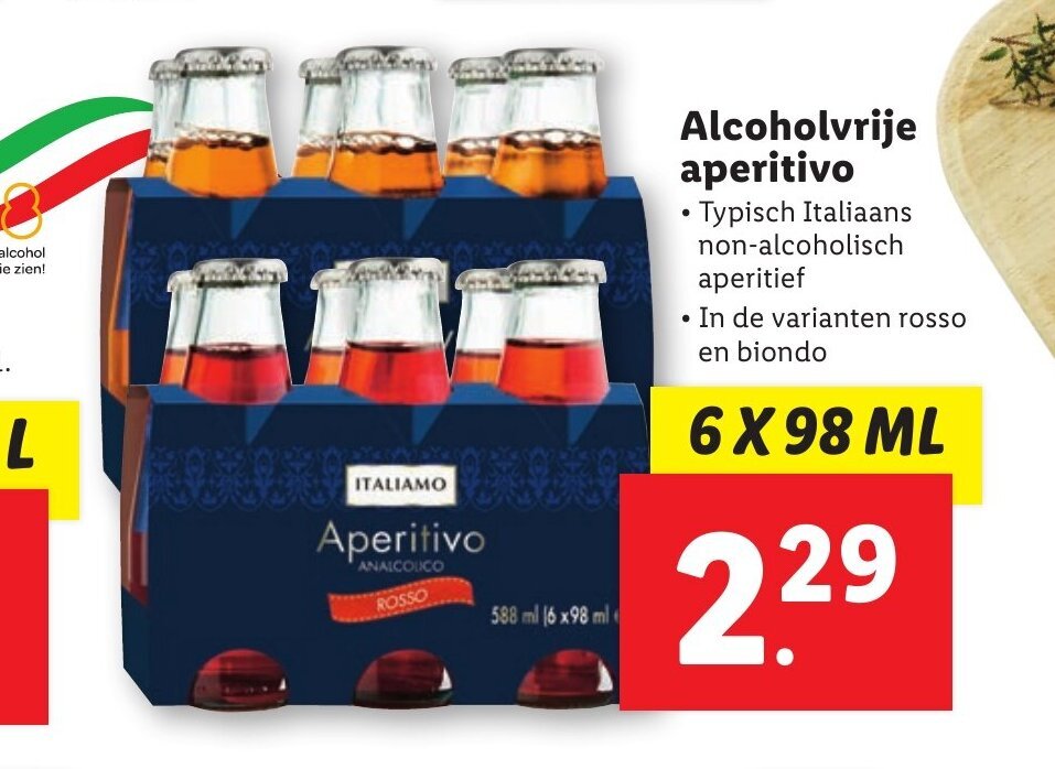Alcoholvrije aperitivo 6 x 98 ml aanbieding bij Lidl
