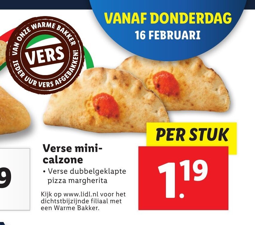 Verse mini-calzone per stuk aanbieding bij Lidl