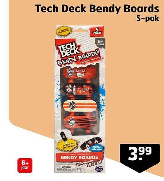 Tech deck bendy boards 5-pak aanbieding bij Trekpleister