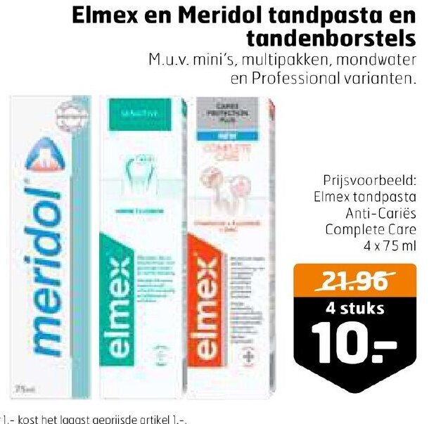Elmex en Meridol tandpasta en tandenborstels 4 stuks aanbieding bij ...
