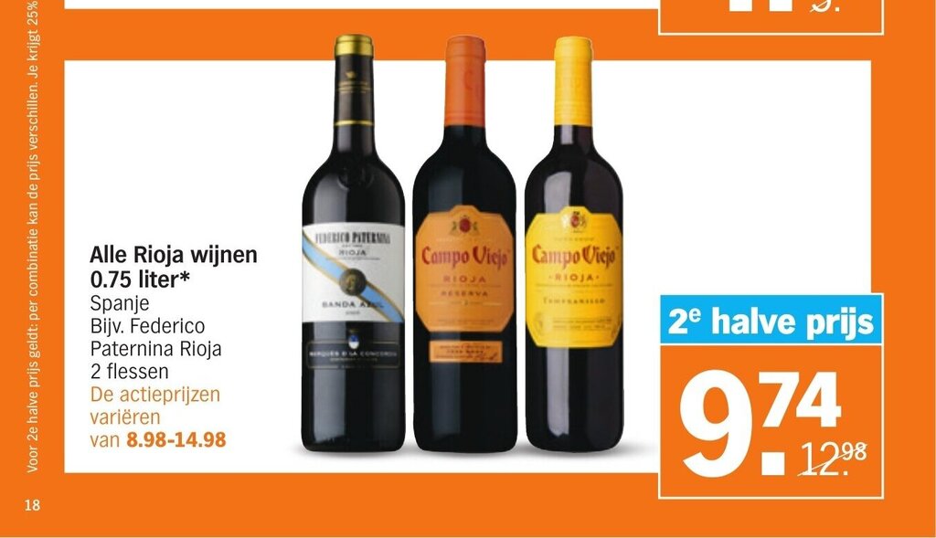 Alle Rioja wijnen 0.75 liter 2 flessen aanbieding bij Albert Heijn