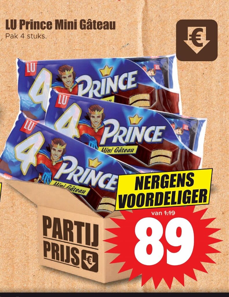 LU Prince Mini Gateau pak 4 stuks aanbieding bij Dirk
