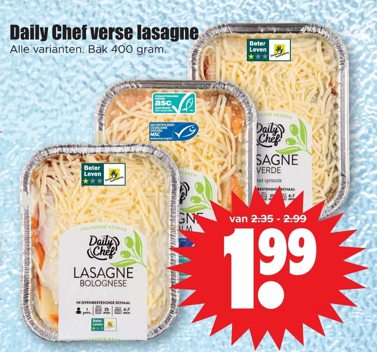 Daily Chef verse lasagne bak 400 gram aanbieding bij Dirk