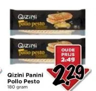 Qizini panini pollo pesto 180 gram aanbieding bij Vomar Voordeelmarkt