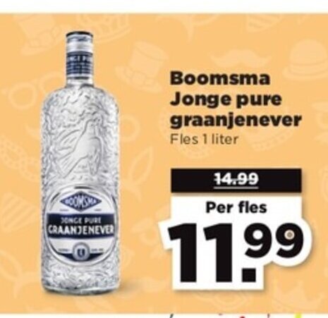 Boomsma jonge pure graanjenever fles 1 liter per fles aanbieding bij PLUS