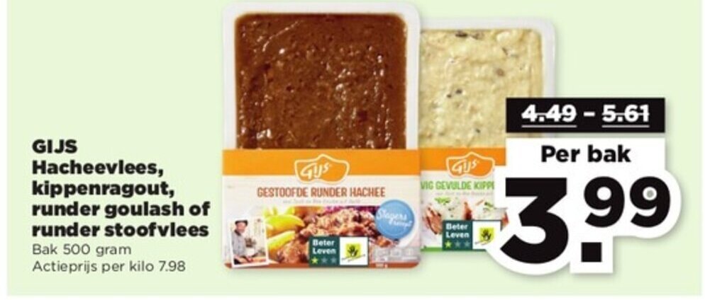 GIJS hacheevlees, kippenragout, runder goulash of runder stoofvlees ...