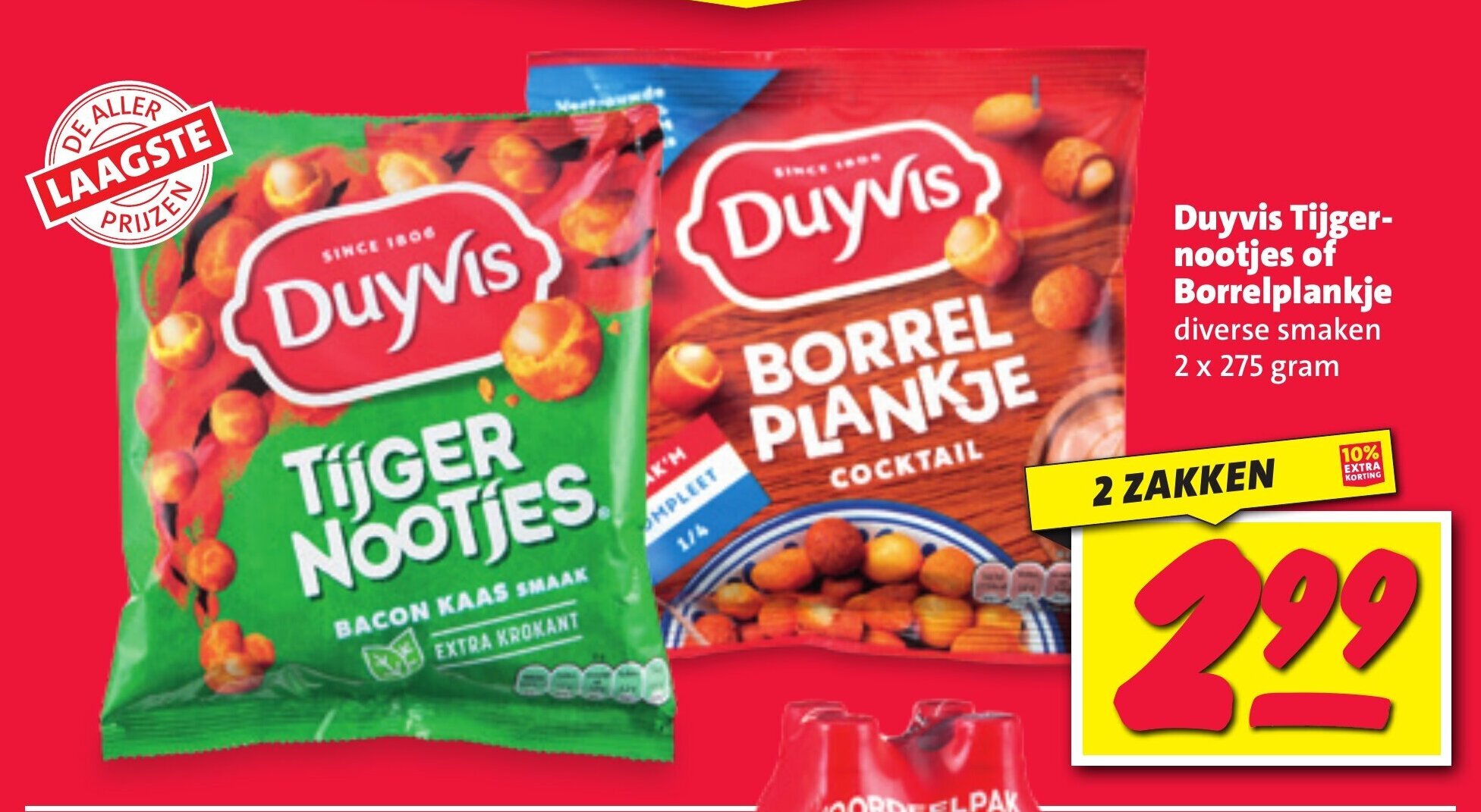 Duyvis tijger- nootjes of borrelplankje 2 x 275g aanbieding bij Nettorama
