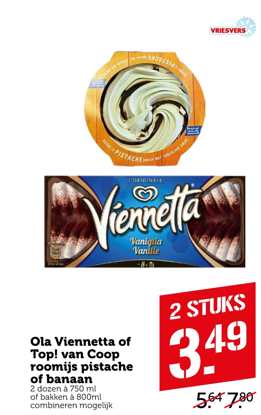Ola Viennetta of Top! van Coop roomijs pistache of banaan aanbieding ...