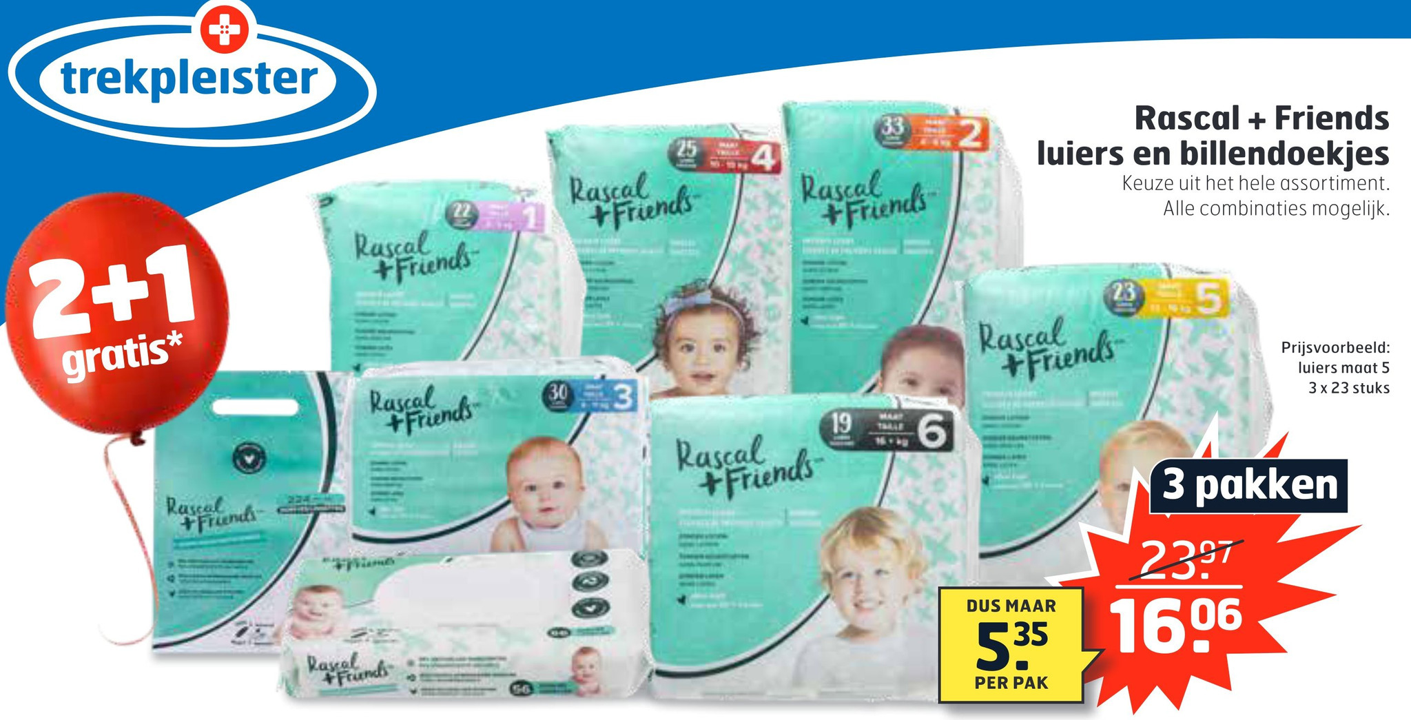 Rascal + Friends luiers en billendoekjes aanbieding bij Trekpleister
