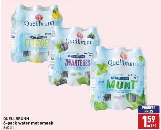 6-pack water met smaak 6x0.5 l. aanbieding bij ALDI