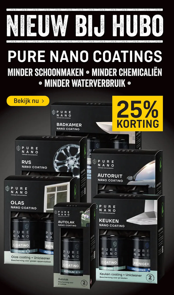Pure nano coatings aanbieding bij Hubo
