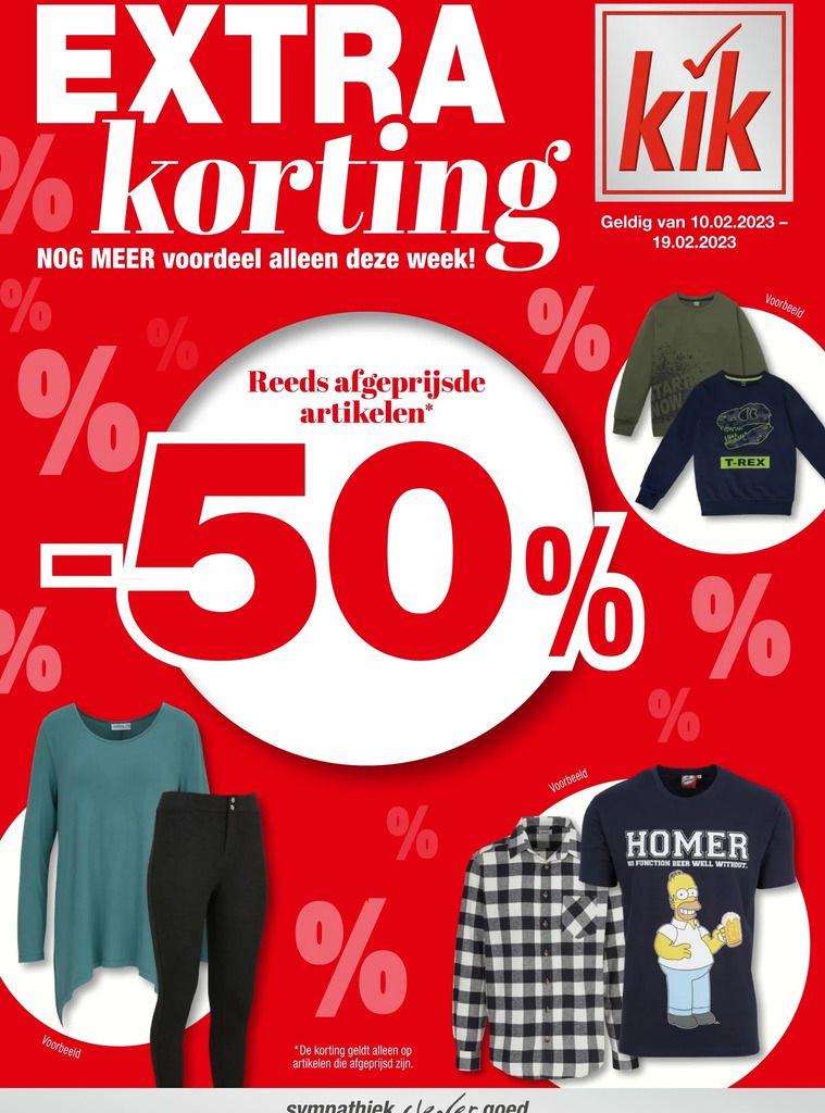 Extra korting nog meer voordeel alleen deze week-50% aanbieding bij Kik