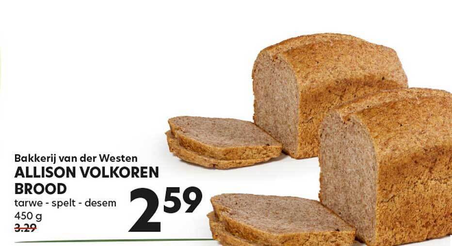 Bakkerij van der westen allison volkoren brood aanbieding bij Natuurwinkel
