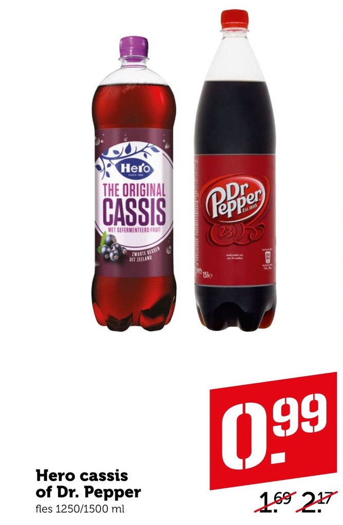 Hero cassis of Dr. Pepper aanbieding bij Coop
