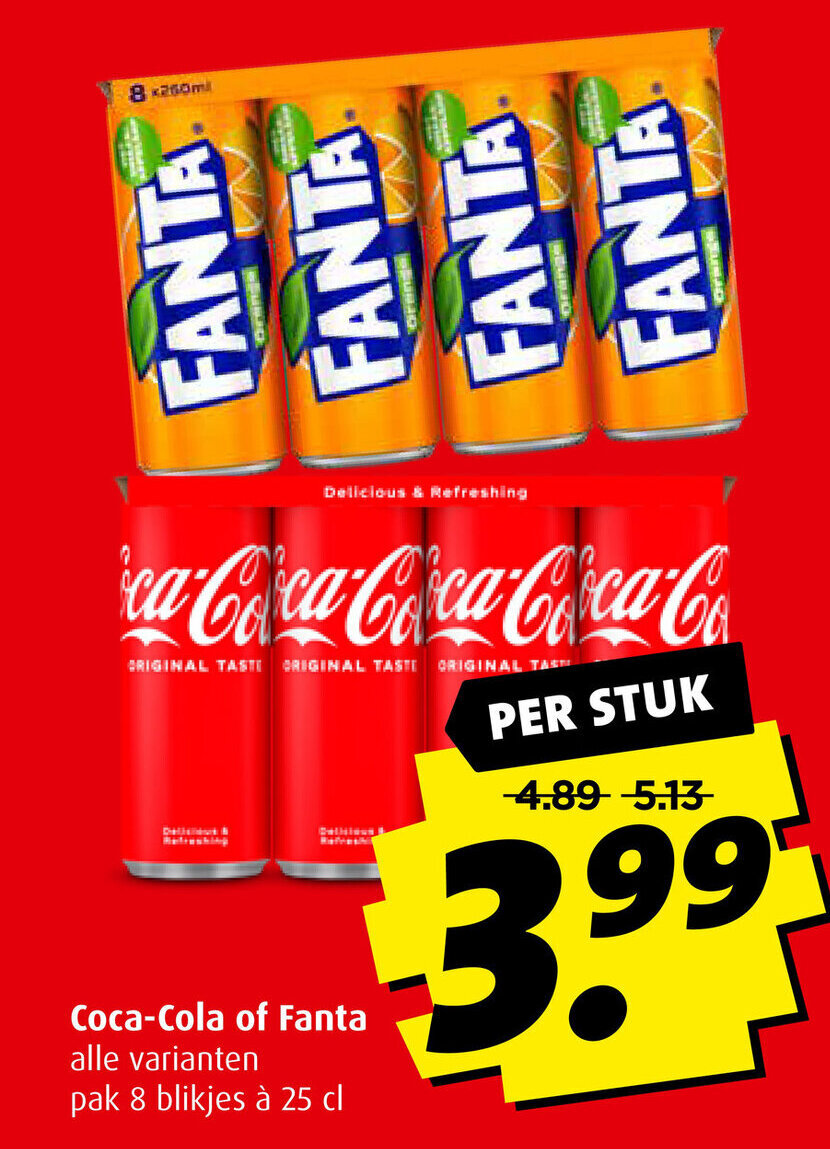 Coca-cola of fanta 25cl aanbieding bij Boni
