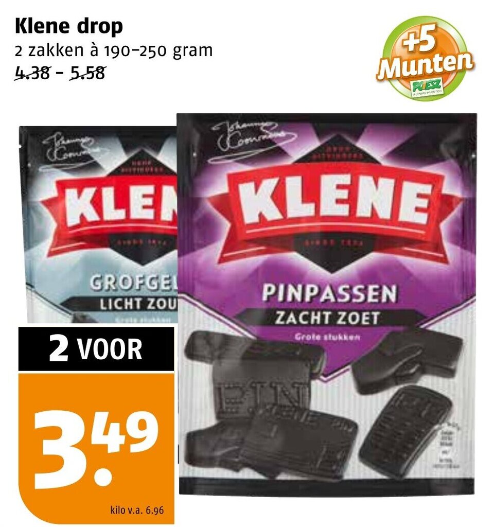 Klene drop 190-250g aanbieding bij Poiesz