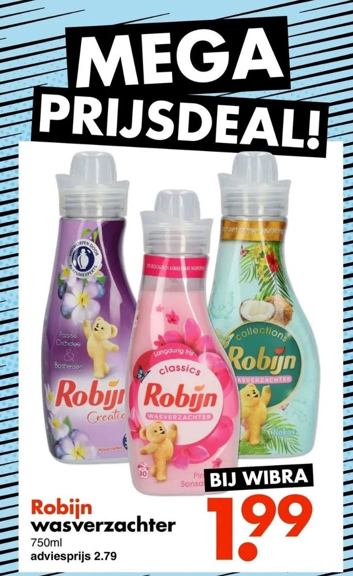 Robijn wasverzachter aanbieding bij Wibra