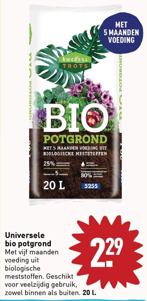 Universele bio potgrond 20L aanbieding bij ALDI
