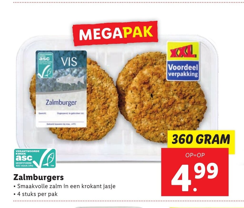 Zalmburgers 360 gram aanbieding bij Lidl